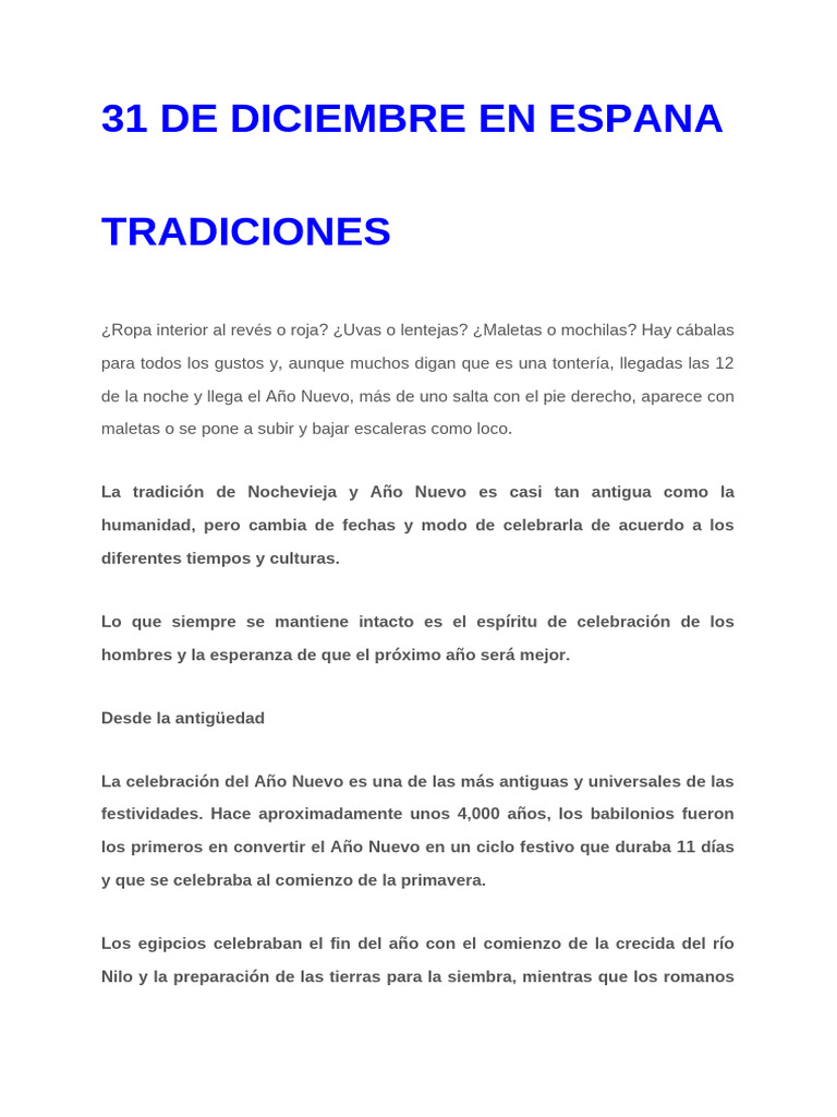 Lect Fin de Ano Tradiciones Espana 1 | PDF | Religión y espiritualidad