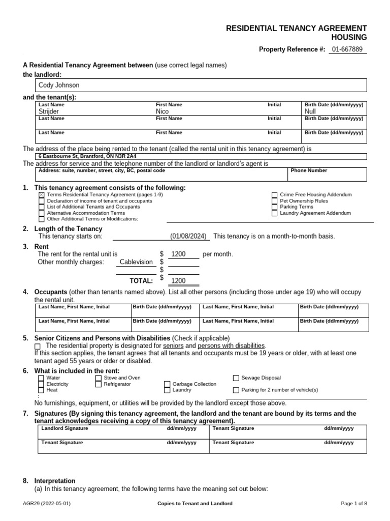 Sample Residential Tenancy Agreement | PDF | Leasehold Estate | Landlord