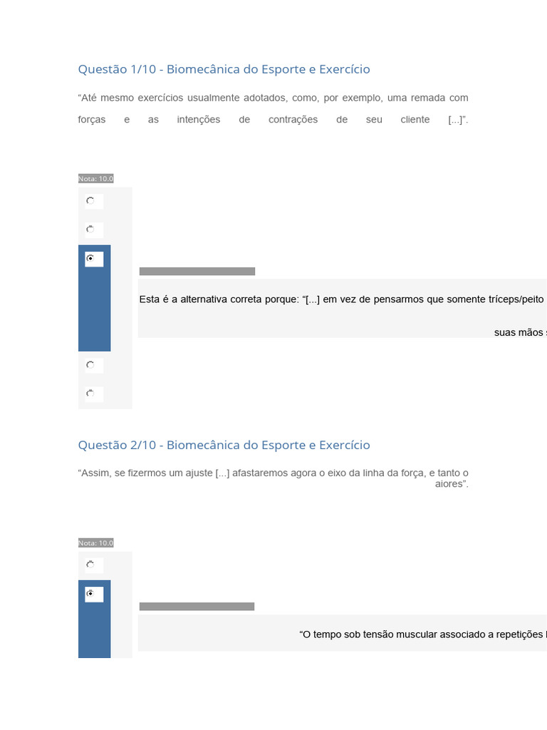 Apol 2 Biomecanica Do Exercicio | PDF | Músculo | Atrito
