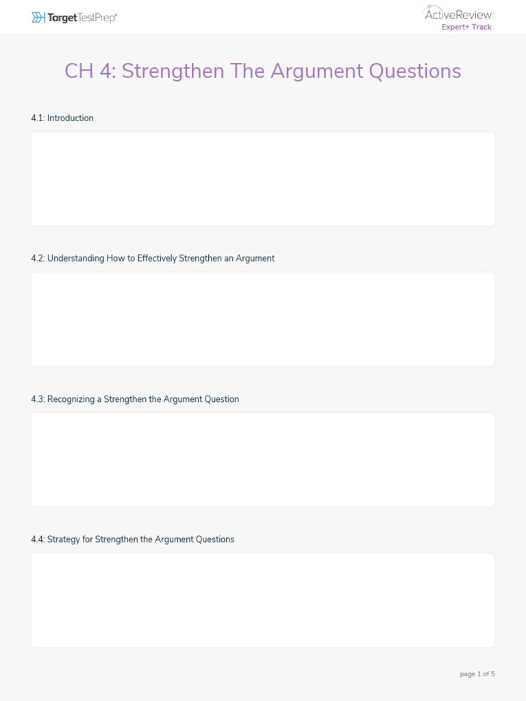 Strengthen Argument Question Strategies | PDF | Argument | Logic