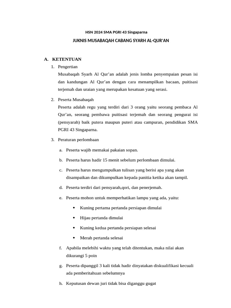 Juknis MSQ HSN 2024 Sma Pgri 43 Singaparna | PDF