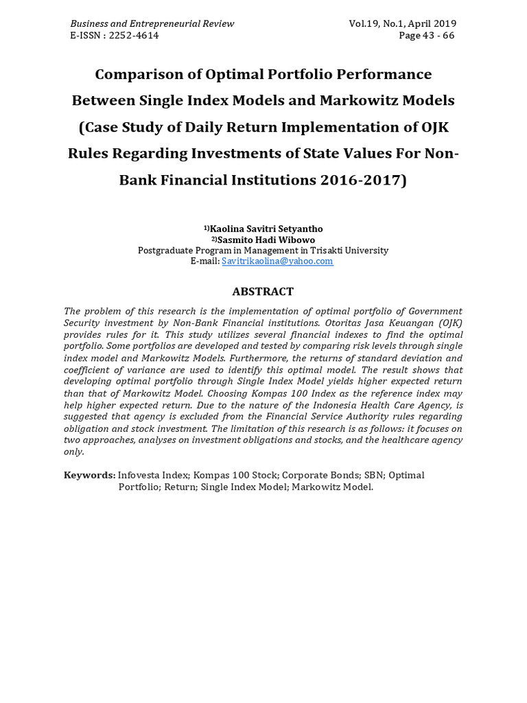 Optimal Portfolio Comparison: Index vs. Markowitz | PDF | Financial Risk | Bonds (Finance)