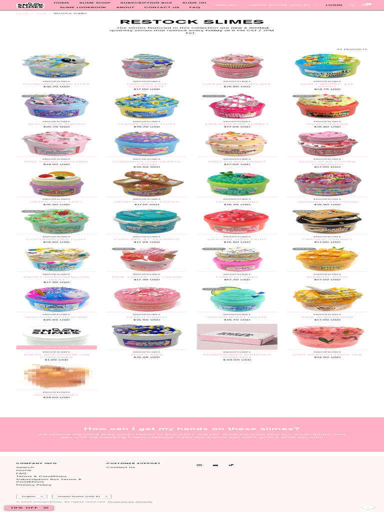 Restock Slimes - Snoopslimes | PDF | Cuisine | Desserts