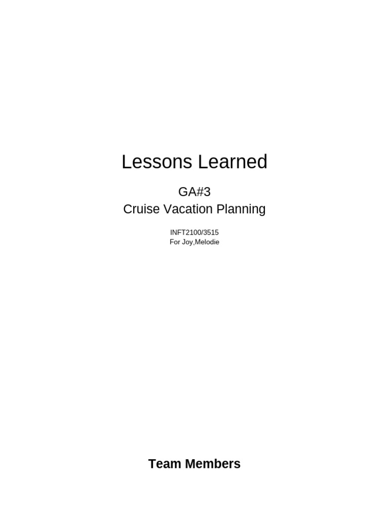 Lessons Learned | PDF