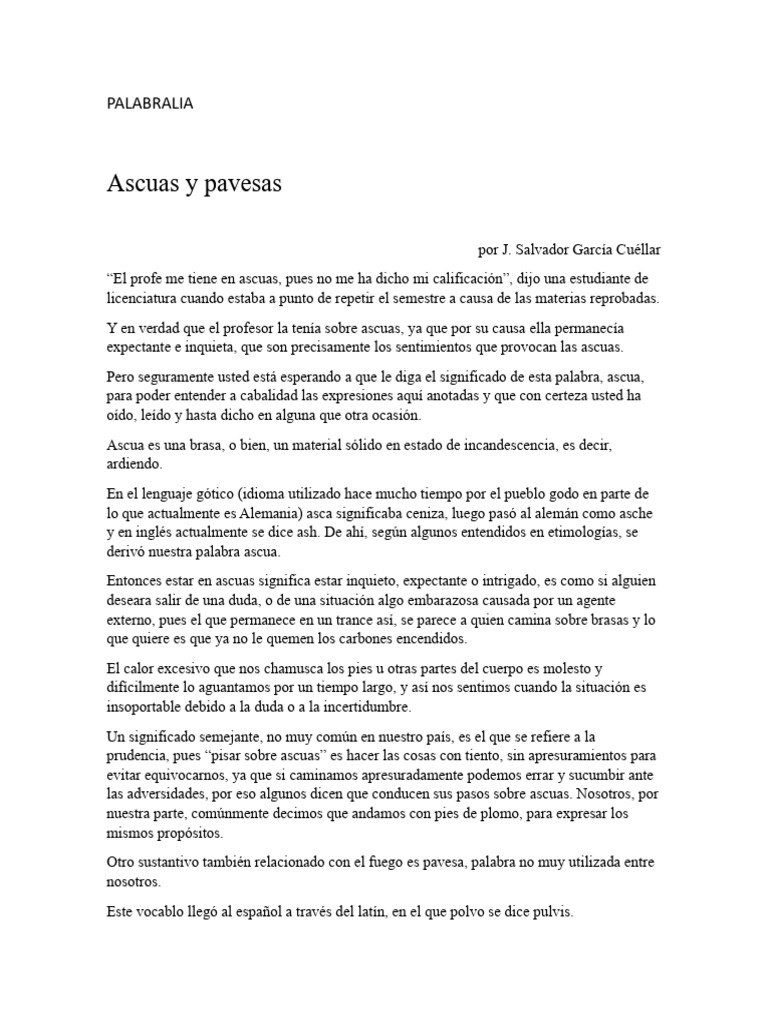 Ascuas y pavesas: significados y usos | PDF | Religión y espiritualidad