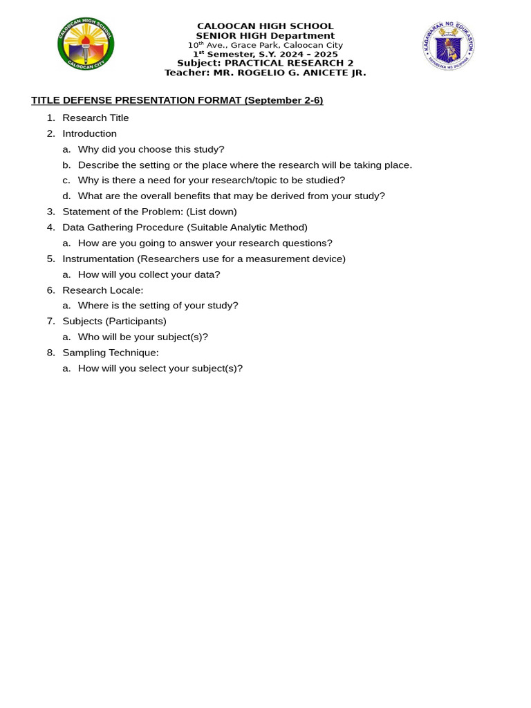 Title Defense Presentation Format | PDF | Information | Cognition