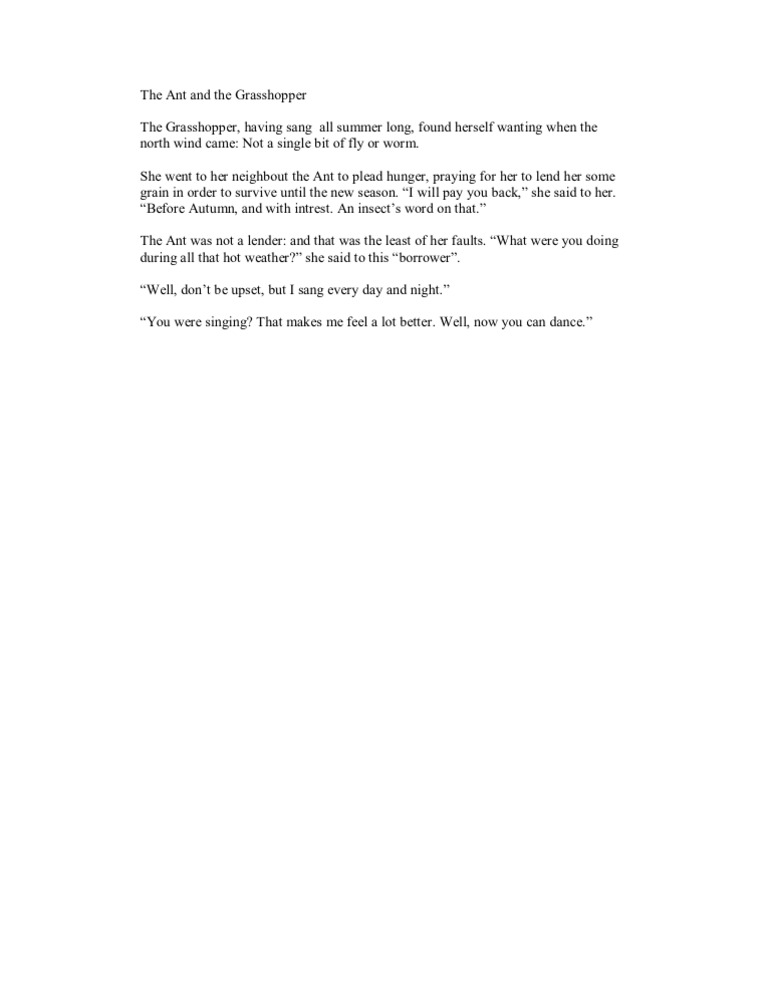 The Ant and The Grasshopper | PDF