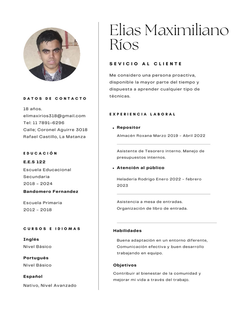 Elias Maximiliano Ríos CV | PDF | Crecimiento personal y profesional