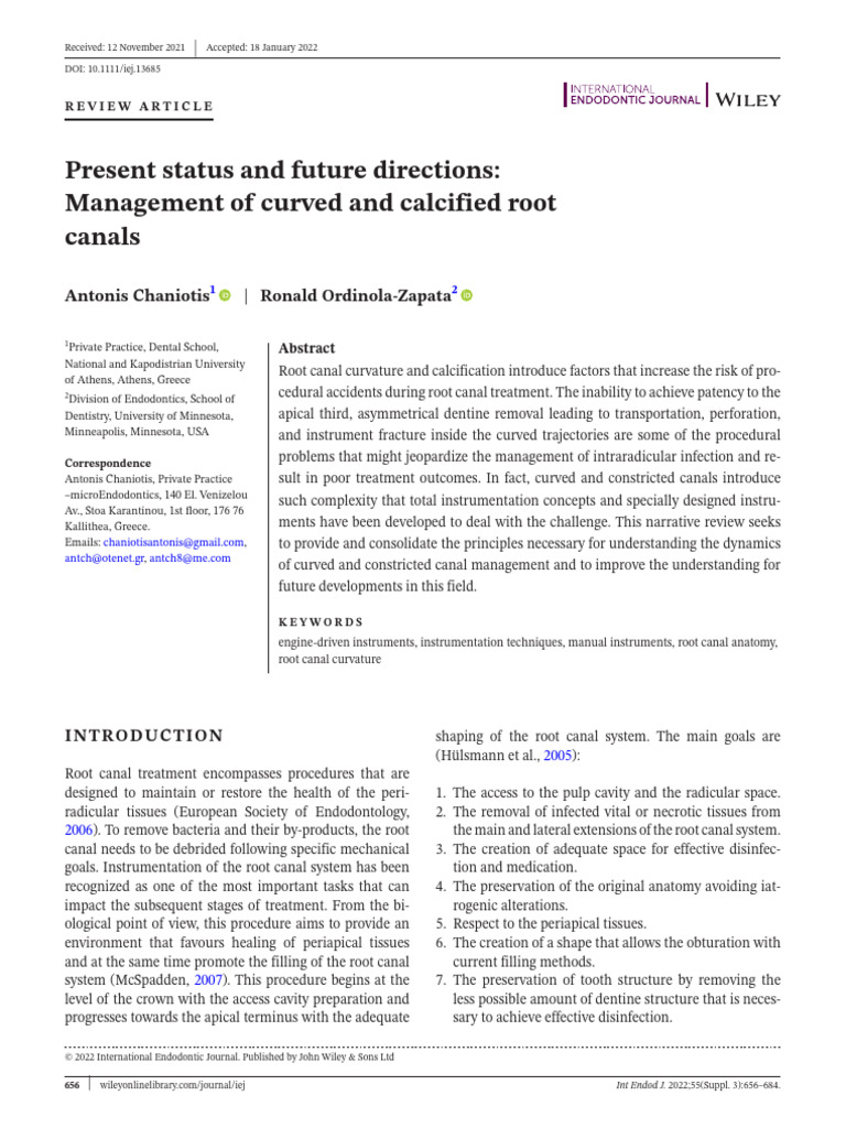 Management of Curved and Calcified Root Canals' With You | PDF ...