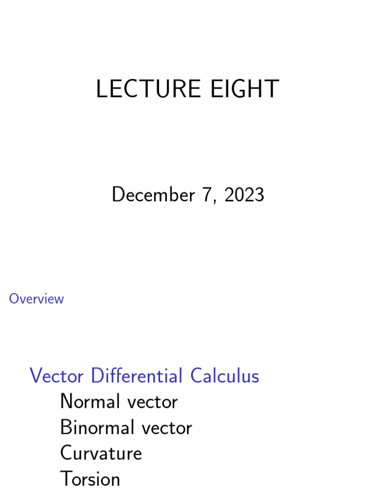 Lecture Eight Pdf Curvature Differential Geometry