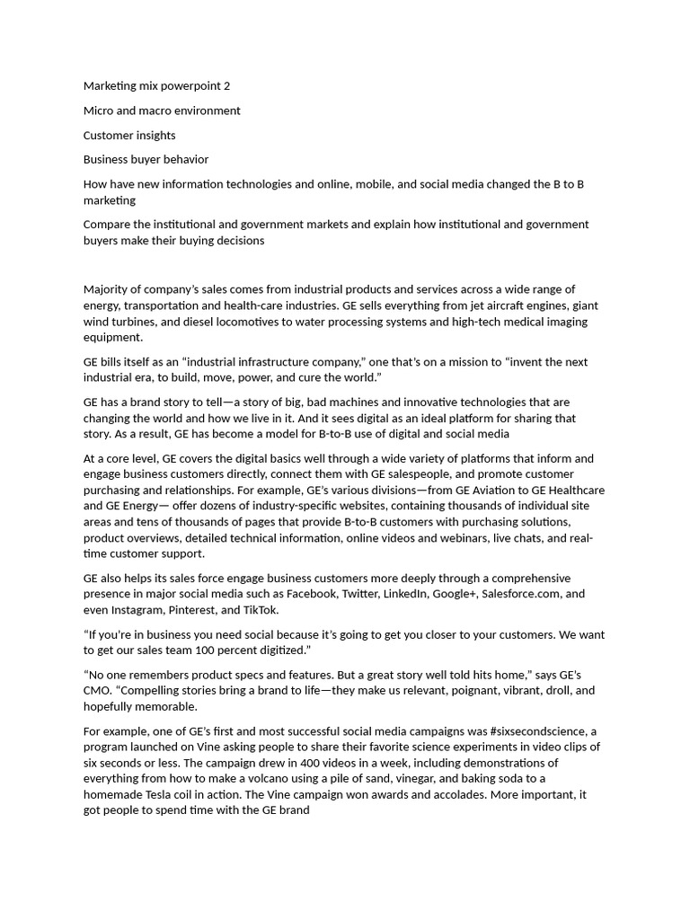 GMM presentation notes | PDF | General Electric | Sustainability