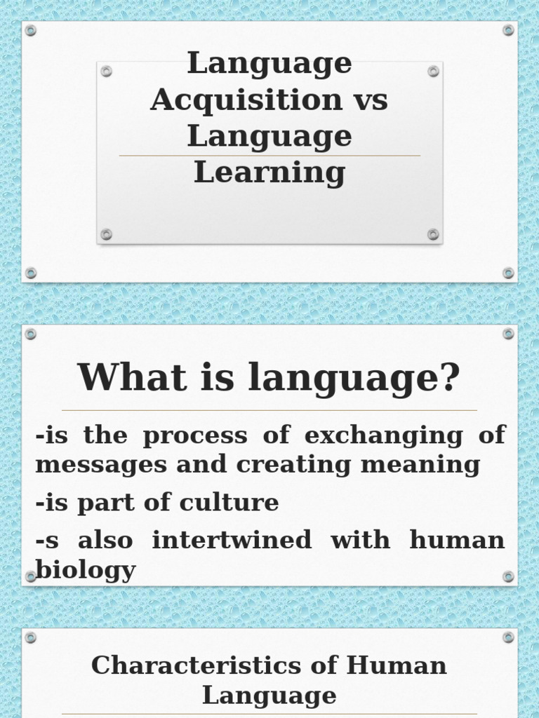 Language Acquisition Vs Language Learning | PDF | Language Acquisition | Learning