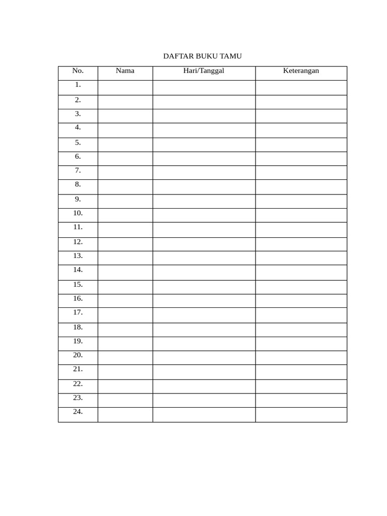 Daftar Buku Tamu | PDF