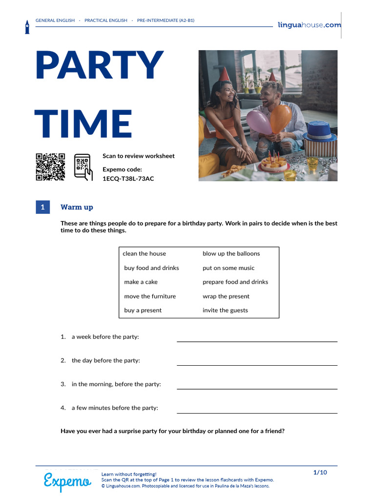 Party Preparation for English Learners | PDF | Linguistics | Linguistic ...