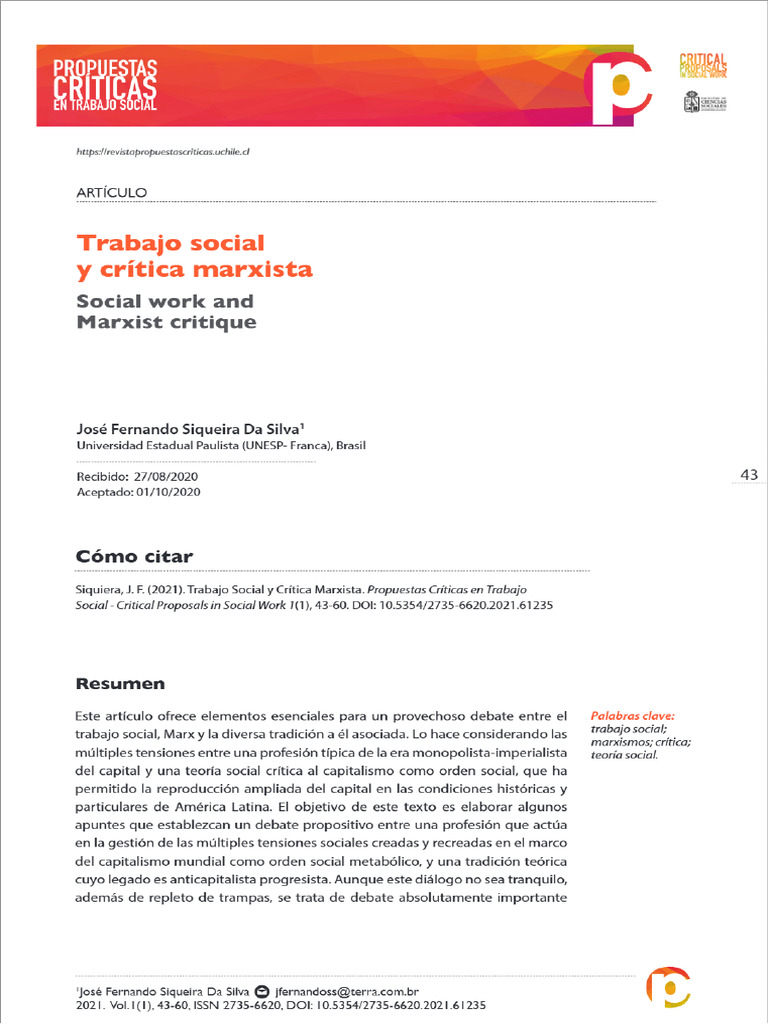 Vista de Trabajo Social y Crítica Marxista | PDF