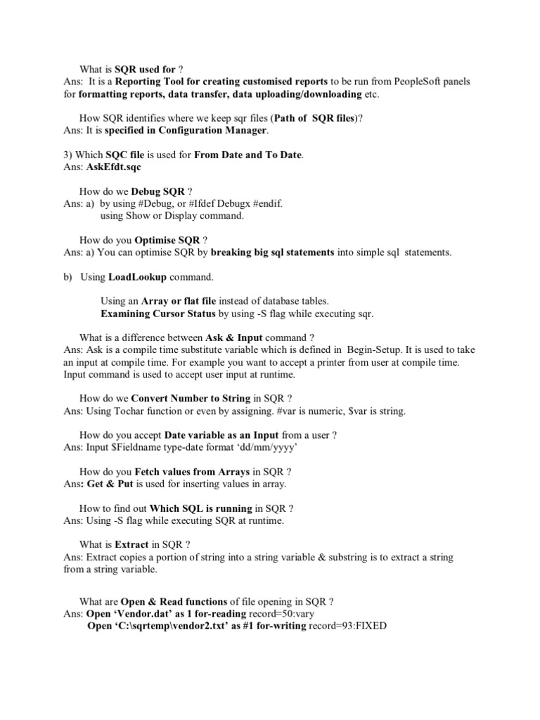 SQR | PDF | Sql | Command Line Interface