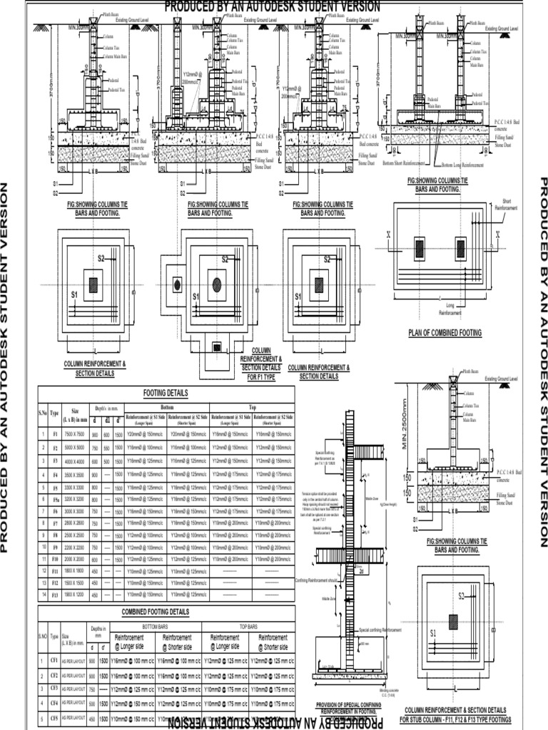R1-Auditorium. - Final-Footing and Column Details (2) - Model | PDF ...