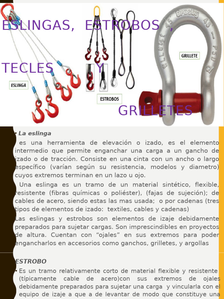 Eslingas, Estrobos y Tecles: Guía de Uso | PDF | Bienes manufacturados