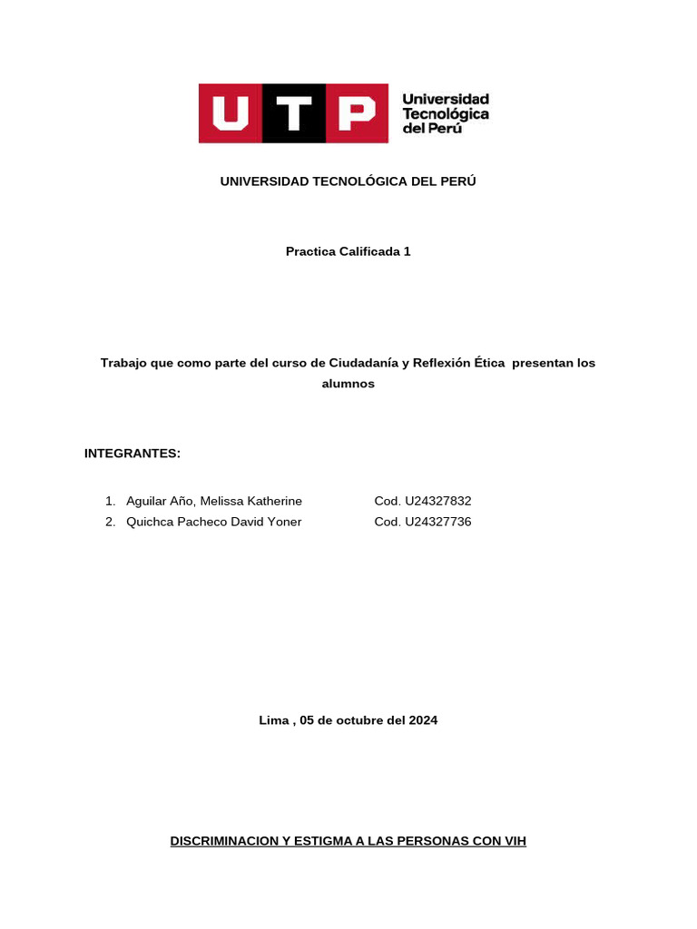 Ciudadania y Reflexion Etica Practica Calificada 1 | PDF ...