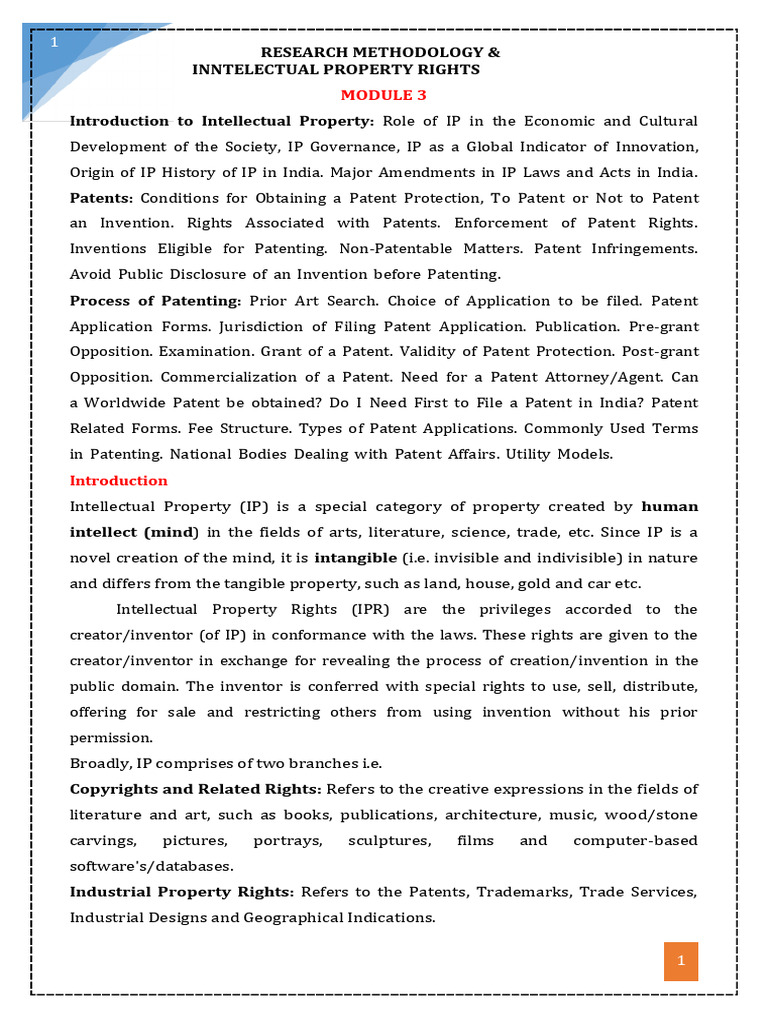 Research Methodology & Inntelectual Property Rights | PDF | Patent ...