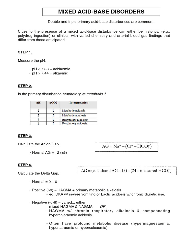 Diagnosing Mixed Acid-Base Disorders | PDF | Physiology | Clinical Medicine