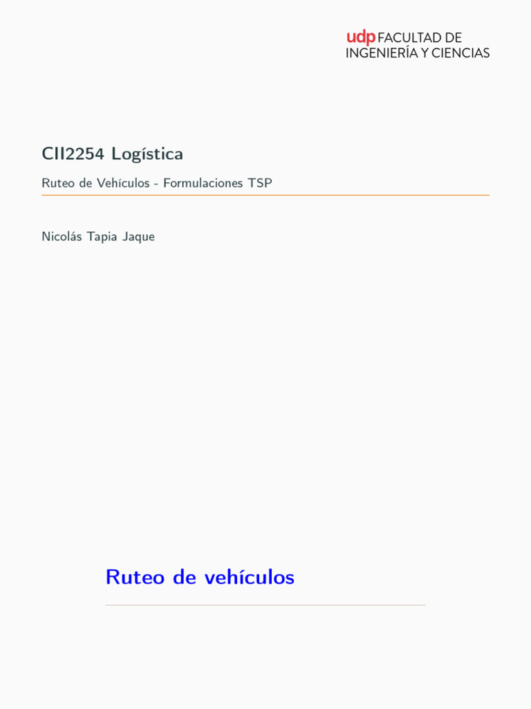 Ruteo de Vehículos y TSP en Logística | PDF