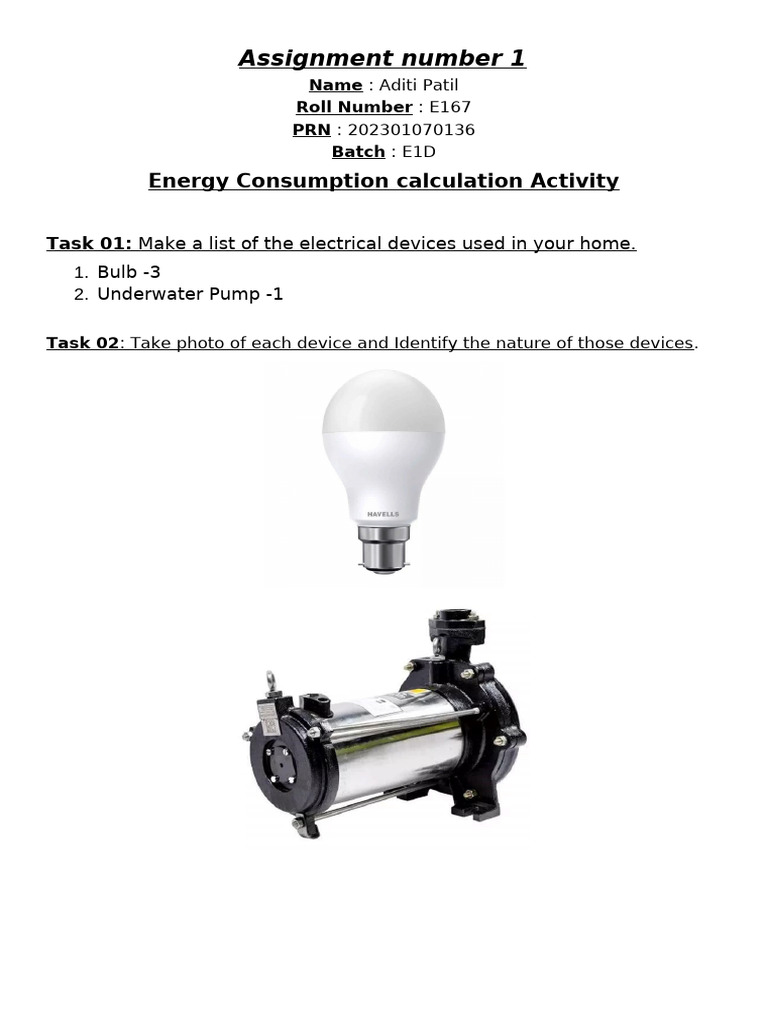 Ass 1 Eee Light Bill Activity | PDF