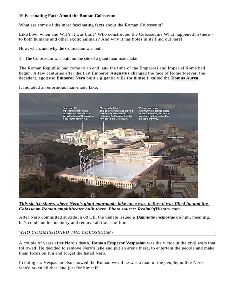 10 Fascinating Facts About The Roman Colosseum | PDF | Social Science ...