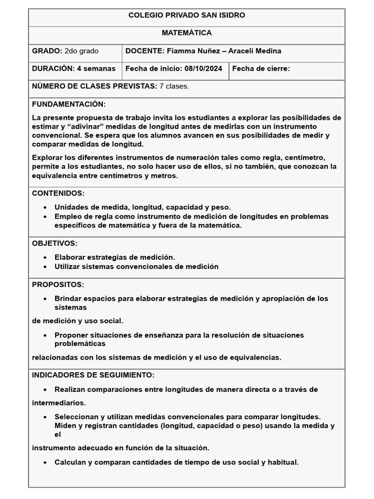 Matematica Octubre | PDF | Medición | Longitud