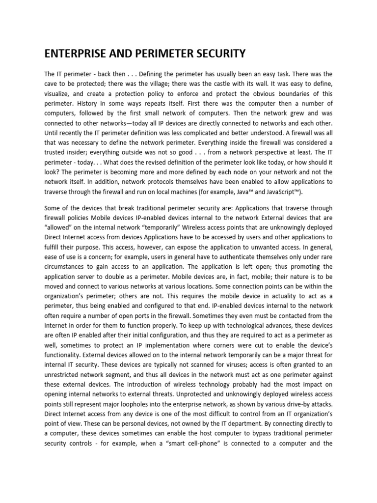 ENTERPRISE AND PERIMETER SECURITY | PDF | Security | Computer Security