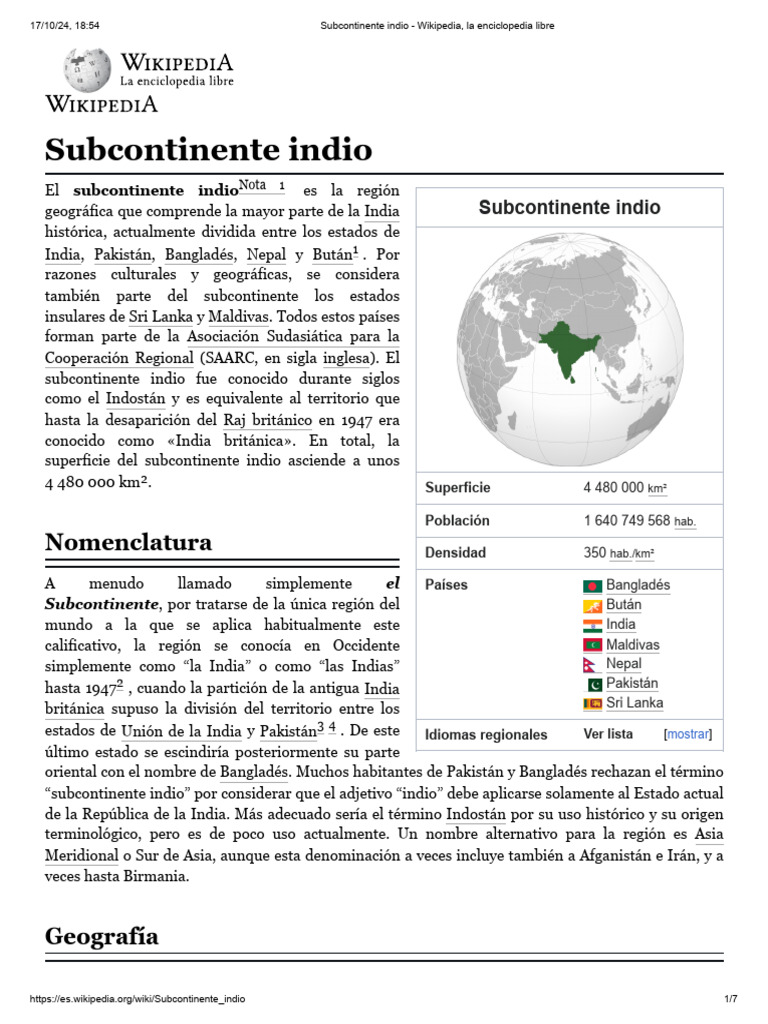Subcontinente indio: Geografía y países | PDF | Subcontinente indio ...