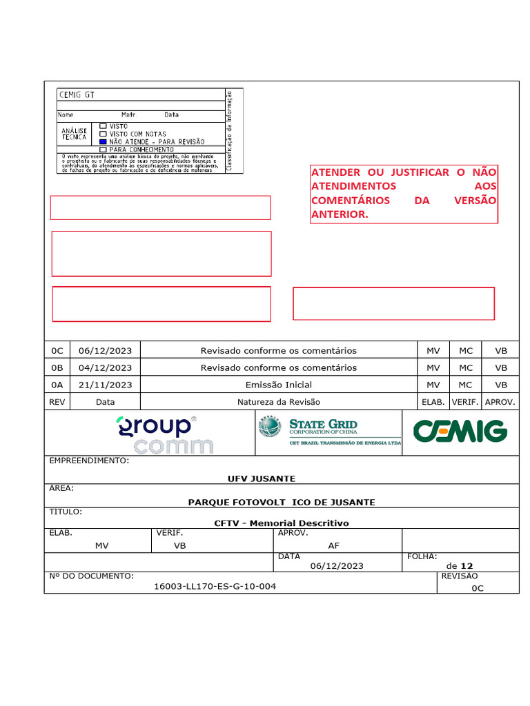 MEMORIAL DESCRITIVO - CFTV - UFV JUSANTE Rev 0A | PDF | Rede de computadores | Circuito fechado ...
