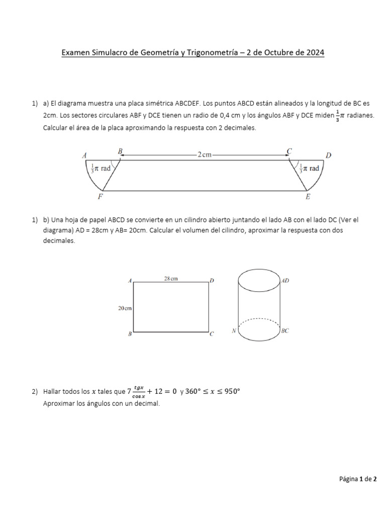 Simulacro GEO y TRIGO 2 Oct 2024 | PDF | Hogar, jardinería y bricolaje | Ciencia y matemáticas