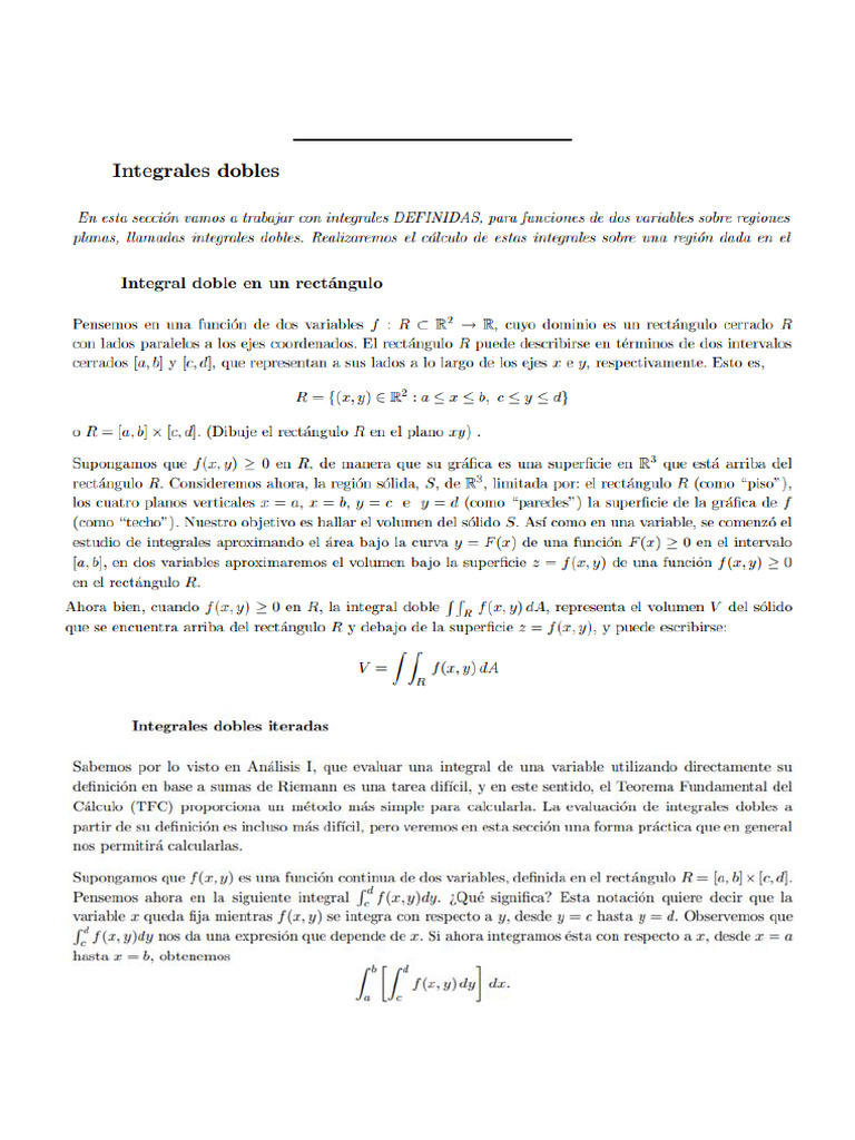 Apunte Teórico Integrales Dobles | PDF
