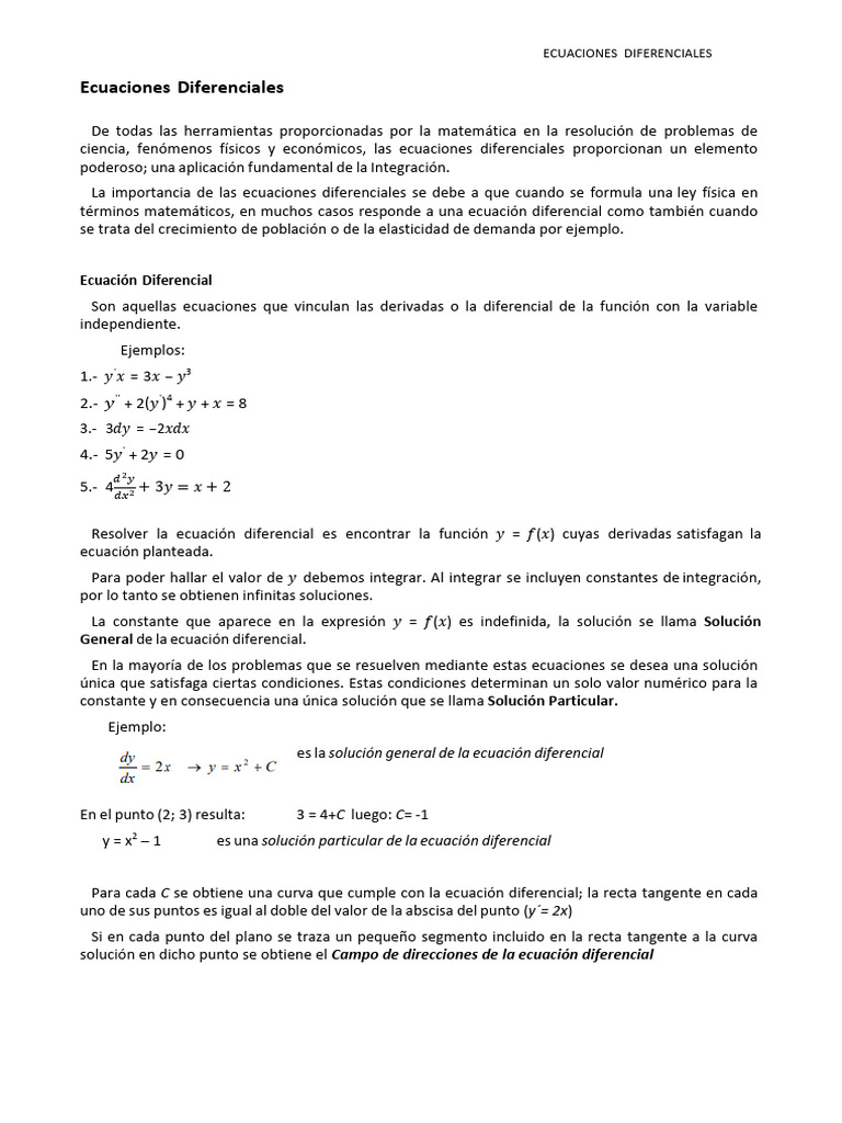ECUACIONES DIFERENCIALES (1) | PDF | Ecuaciones | Ecuaciones diferenciales