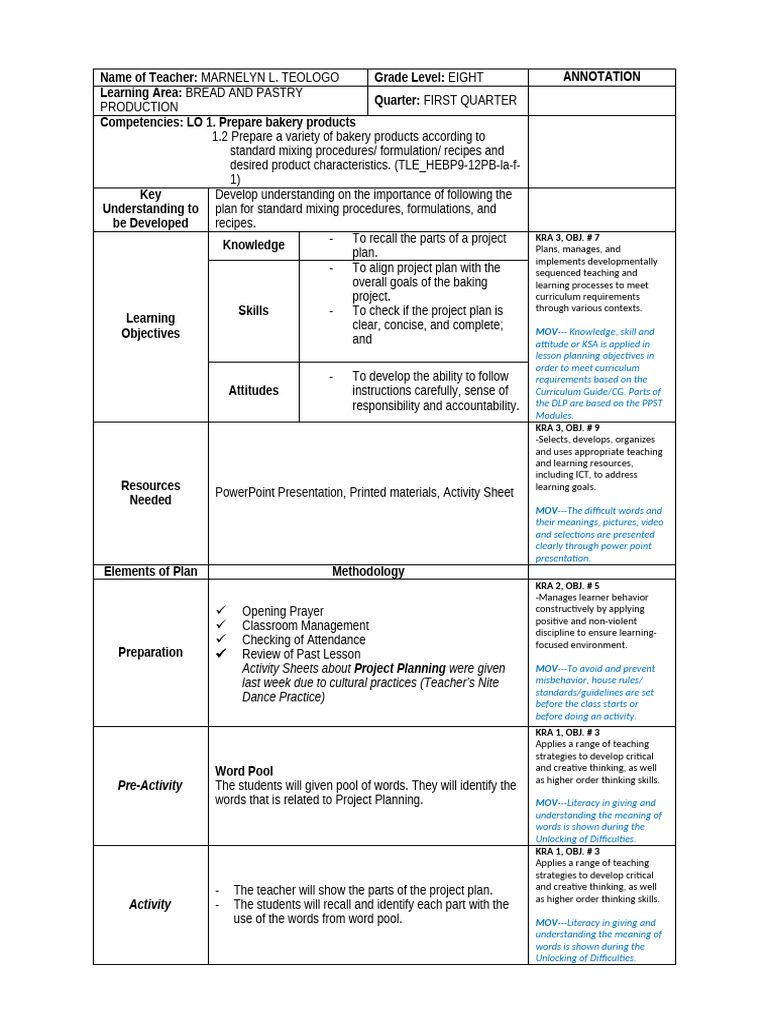 Bakery Project Planning for Grade 8 | PDF | Educational Assessment ...