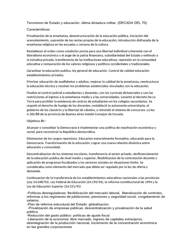 Terrorismo de Estado y Educación | PDF | Democracia | Ideologías políticas