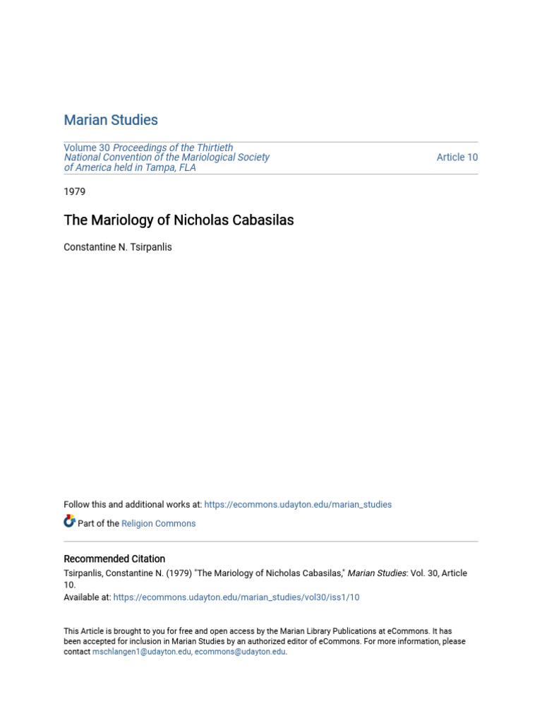 The Mariology of Nicholas Cabasilas | PDF | Mary, Mother Of Jesus ...