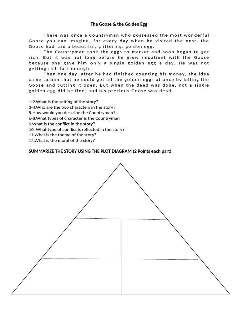 The Goose and The Golden Eggs, Elements of Short Story Activity | PDF