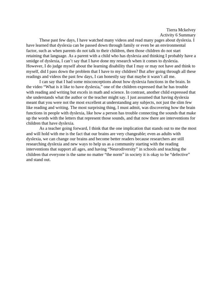 Week 1 Activity 6 Summary | PDF