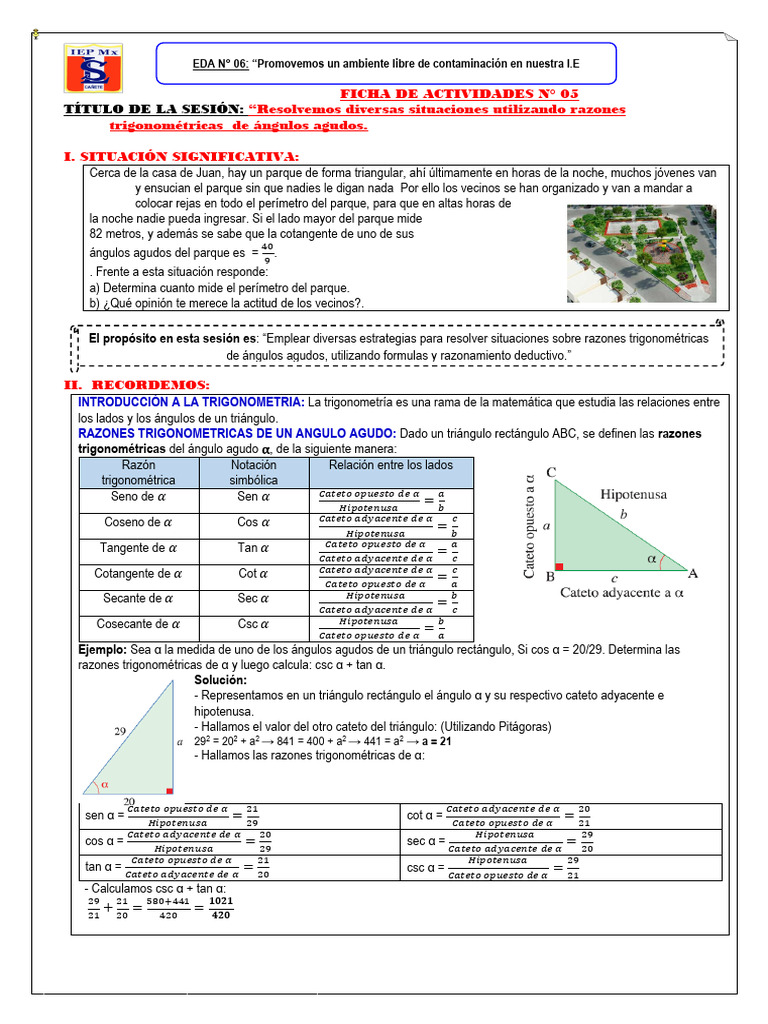 FICHA-5-5TO-EDA6 | PDF | Trigonometría | Triángulo