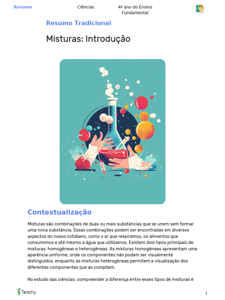 Misturas - Introducao | PDF | Mistura | Ciências Físicas
