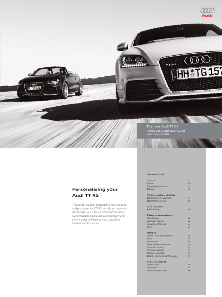 2009 Audi TT RS UK | PDF | Automotive Industry | Land Vehicles