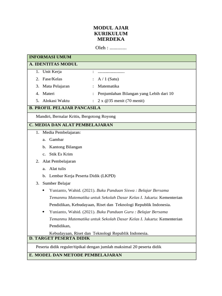Contoh Modul Ajar New | PDF