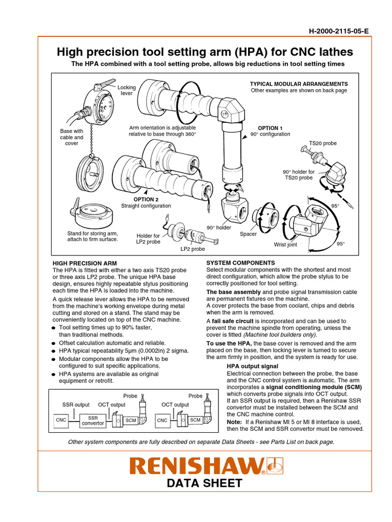 Data Sheet - High Precision Tool Setting Arm (HPA) For CNC Lathes | PDF ...