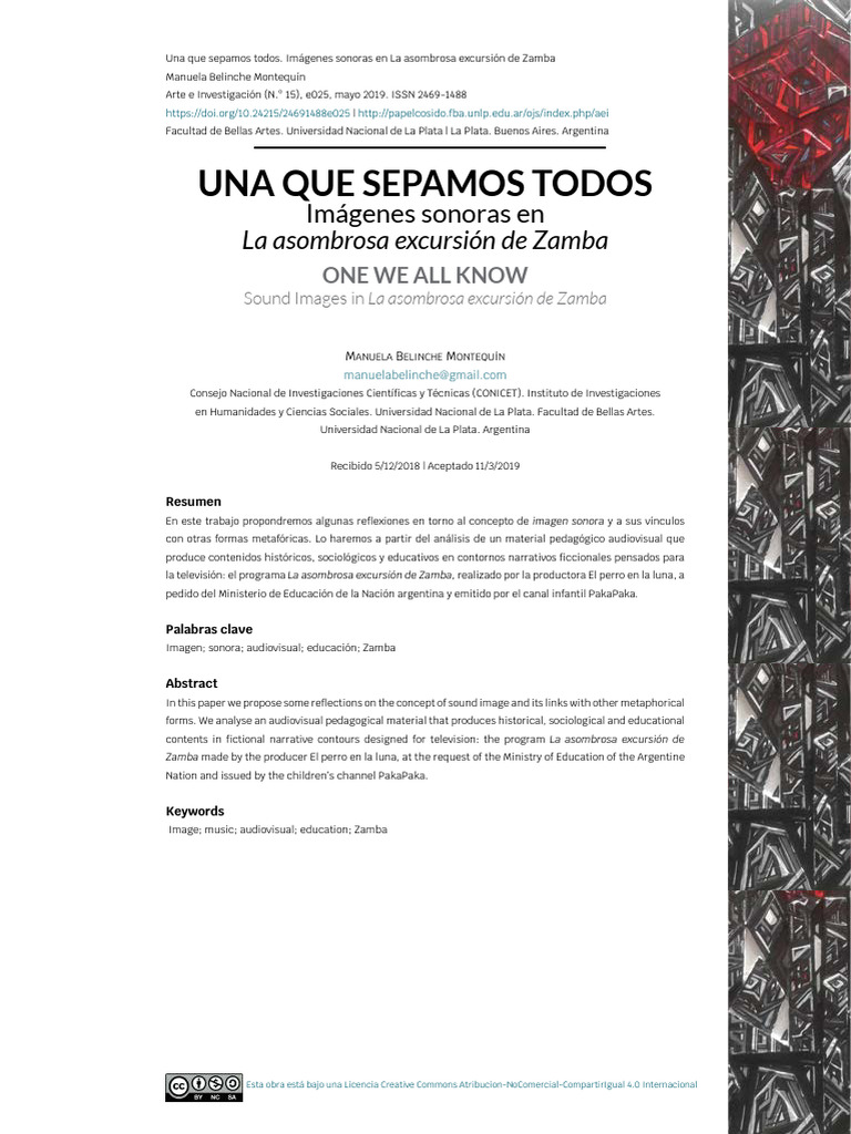 Una Que Sepamos Todos Imagenes Sonoras en La Asomb | PDF | Imagen | Experiencia
