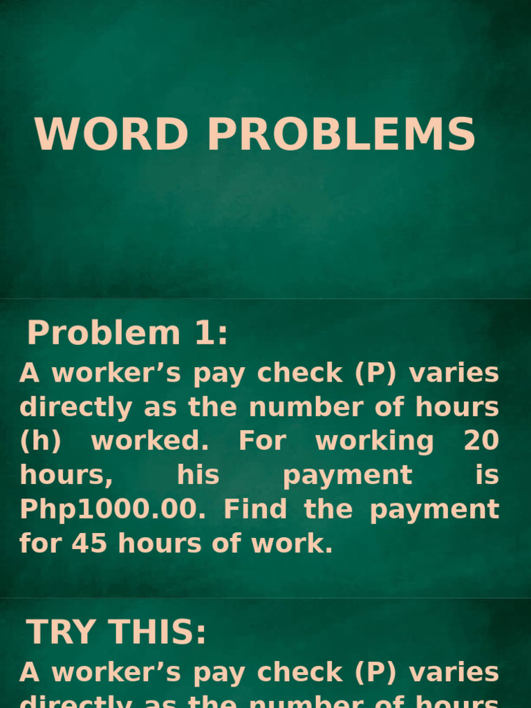 Direct Proportionality Word Problems | PDF