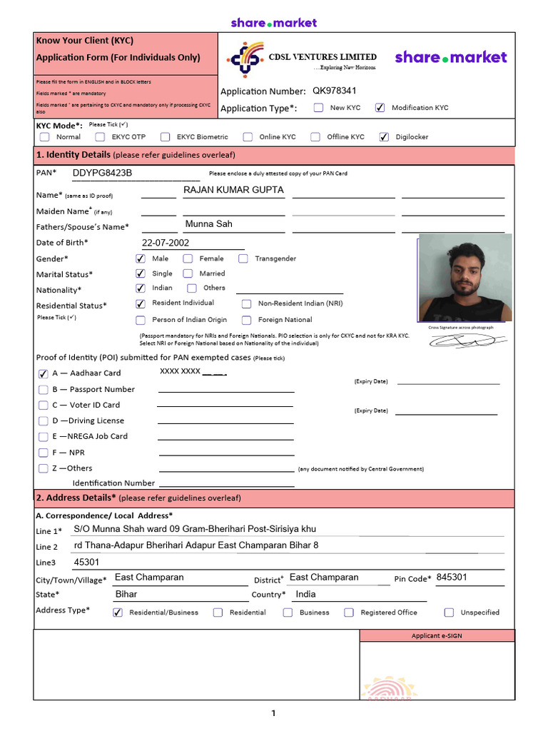 Account Opening Form | PDF | Identity Document | Stocks