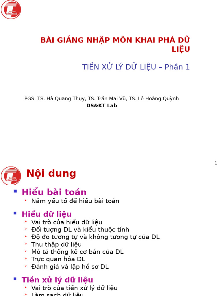 Tien Xu Ly Du Lieu P1 | PDF