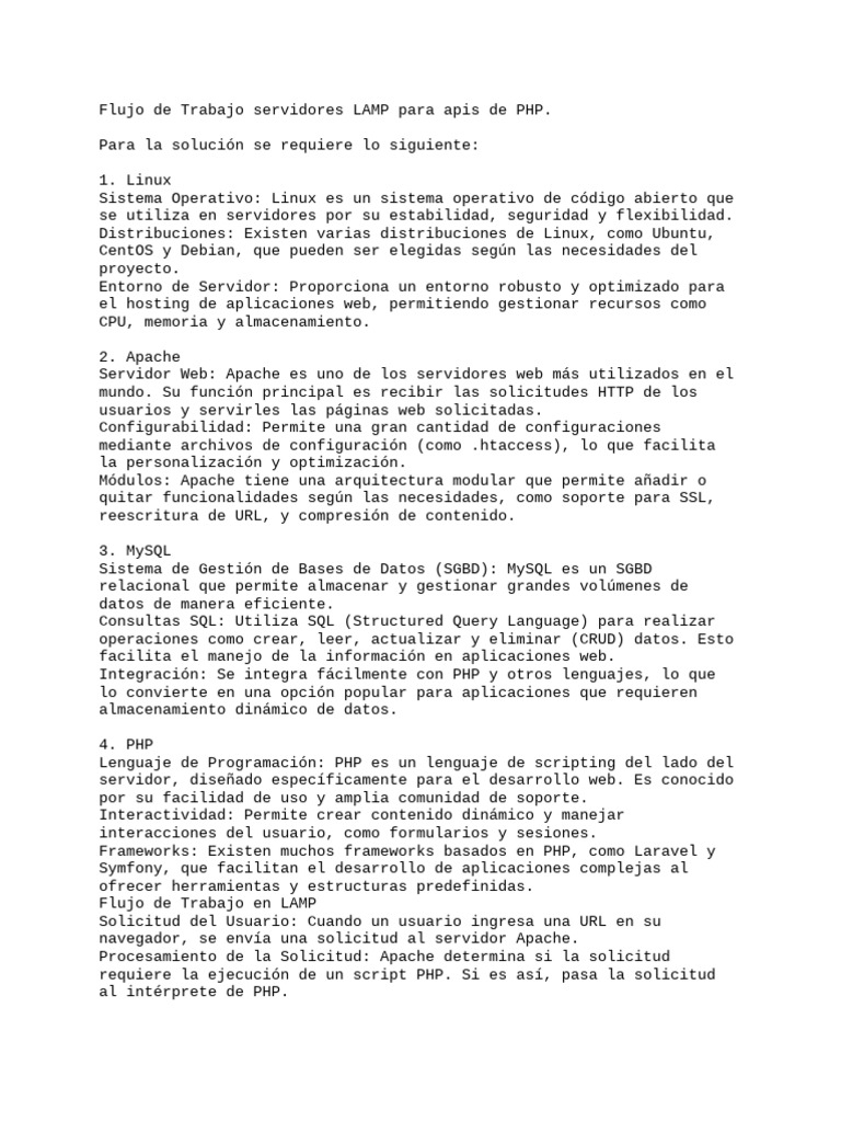 Flujo de Trabajo Servidores LAMP | PDF | Php | Mi sql